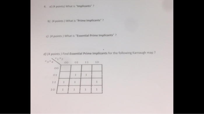Solved a) What is "Implicants" ? b) What is "Prime | Chegg.com