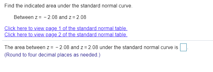 Solved Find the indicated area under the standard normal | Chegg.com