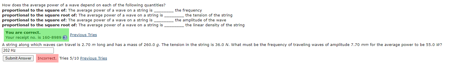 Solved How does the average power of a wave depend on each | Chegg.com