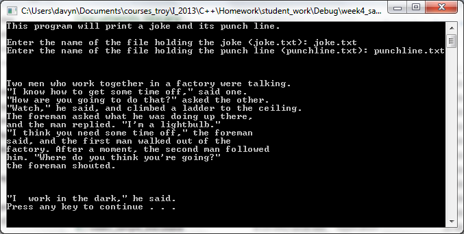 Solved C++ Punchline Program Write a program that reads and | Chegg.com