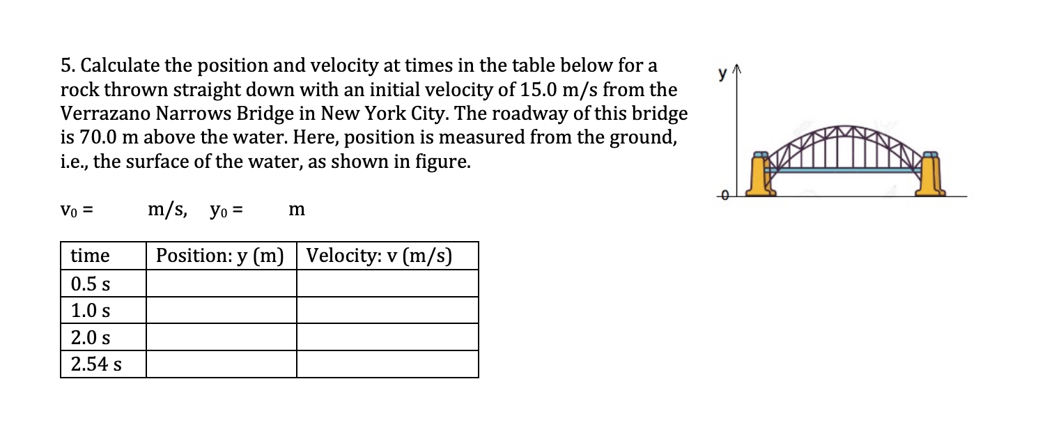 Solved 5. Calculate the position and velocity at times in | Chegg.com