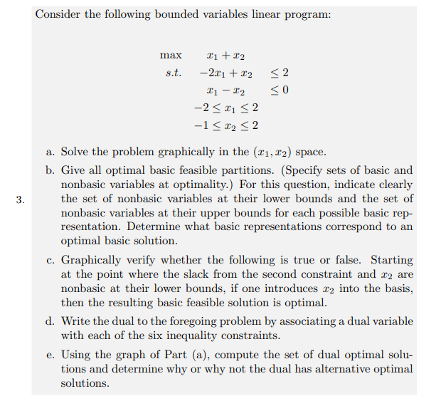 Solved Consider the following bounded variables linear | Chegg.com