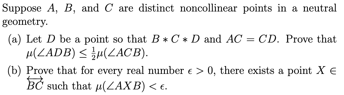 Solved Suppose A,B, and C are distinct noncollinear points | Chegg.com
