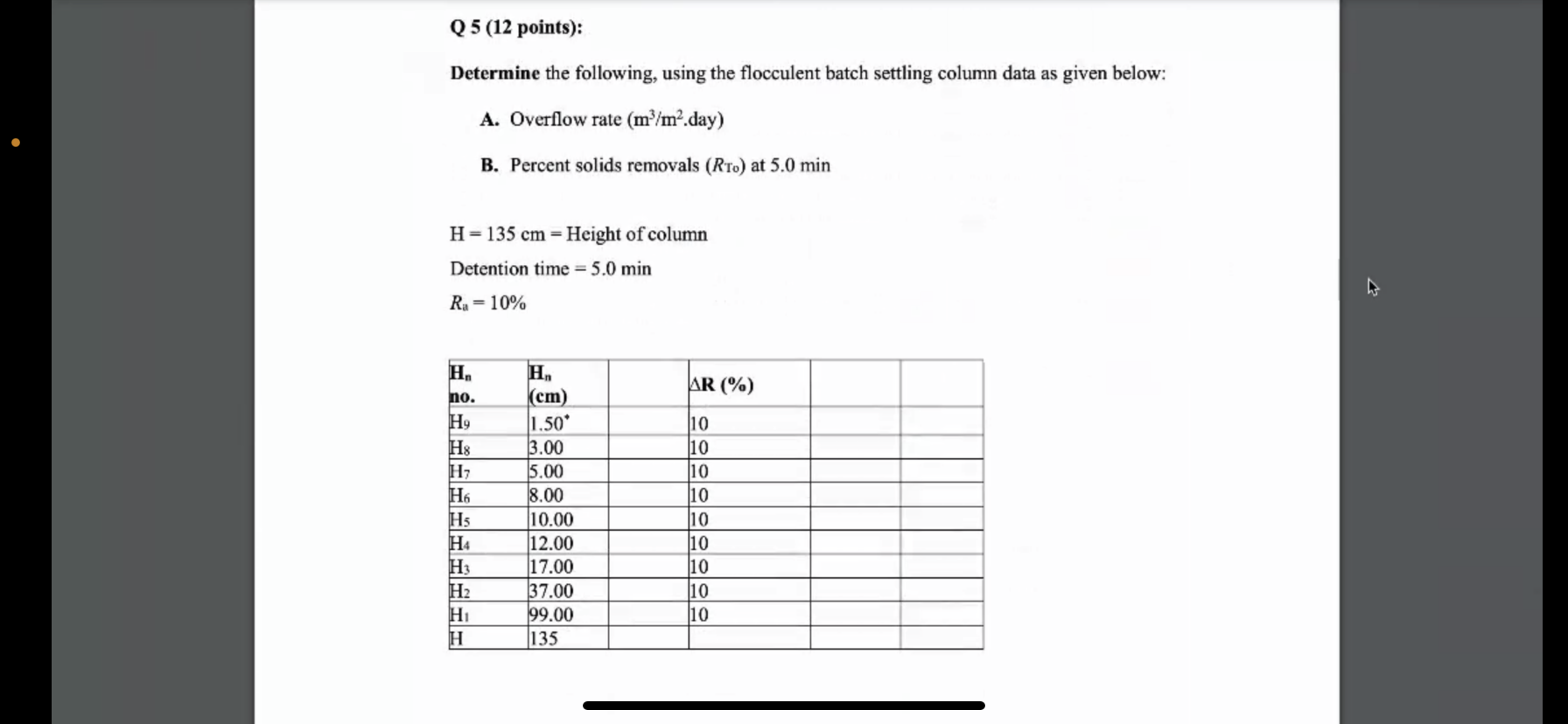 Solved Q5 (12 points): Determine the following, using the | Chegg.com