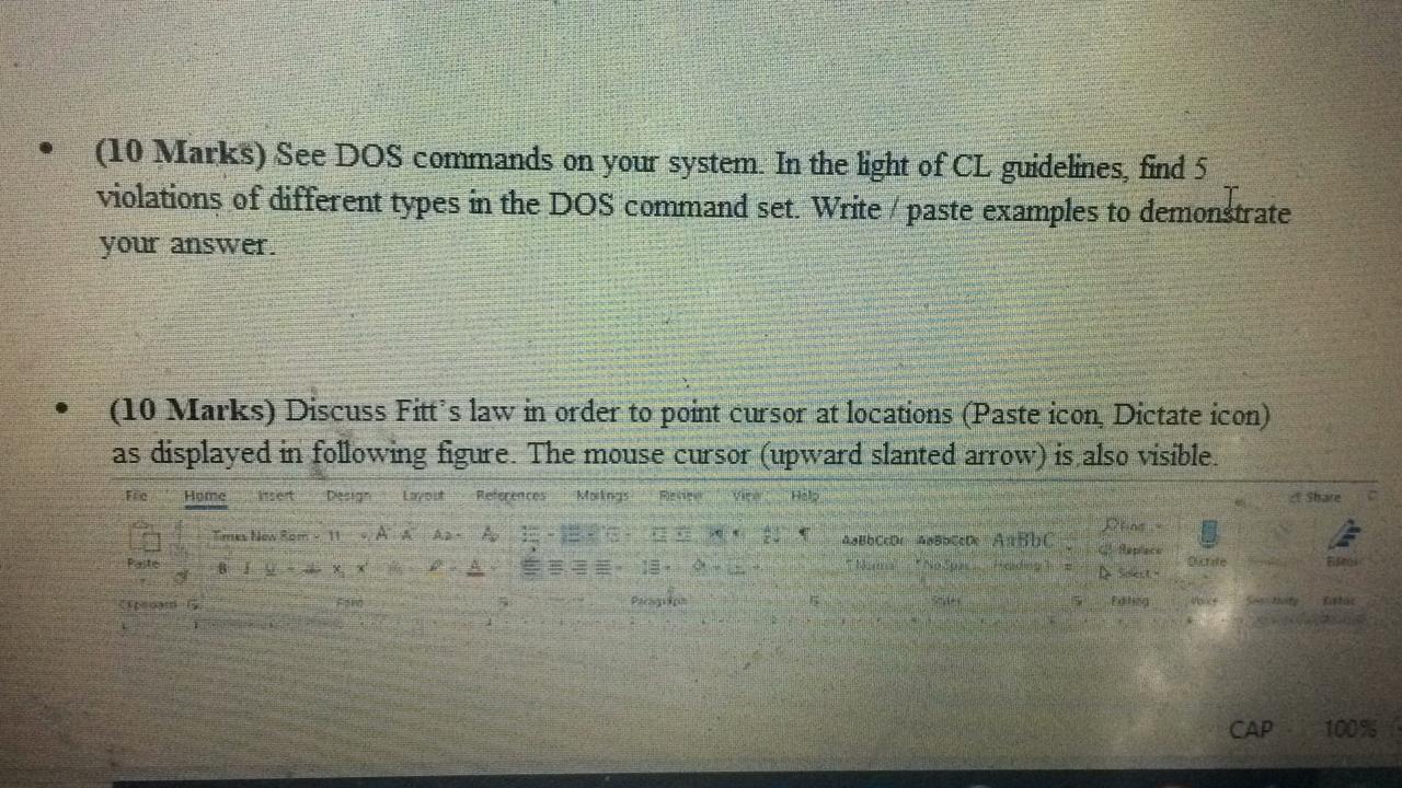 Solved (10 Marks) See DOS commands on your system. In the | Chegg.com
