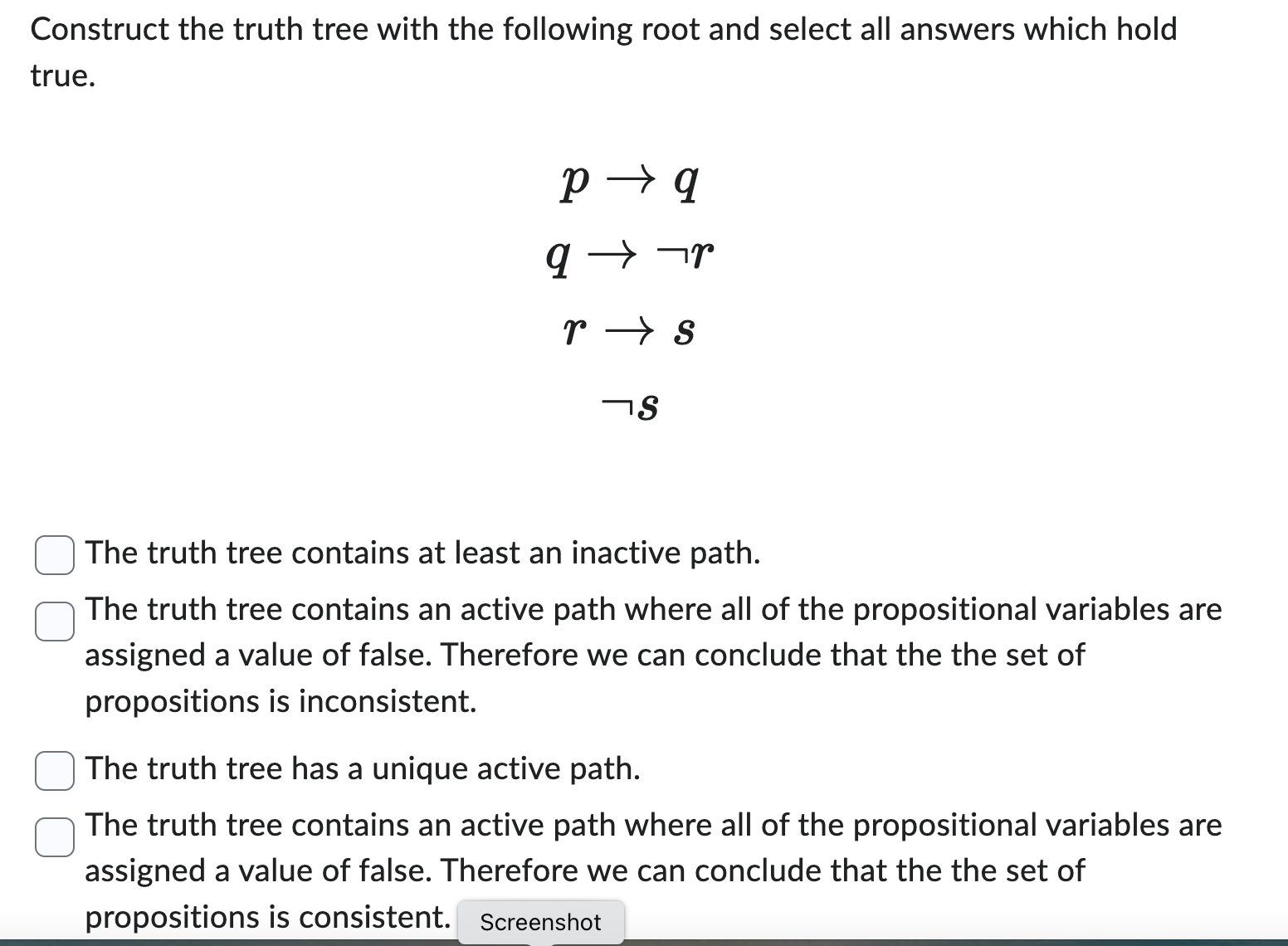 Solved Construct the truth tree with the following root and | Chegg.com