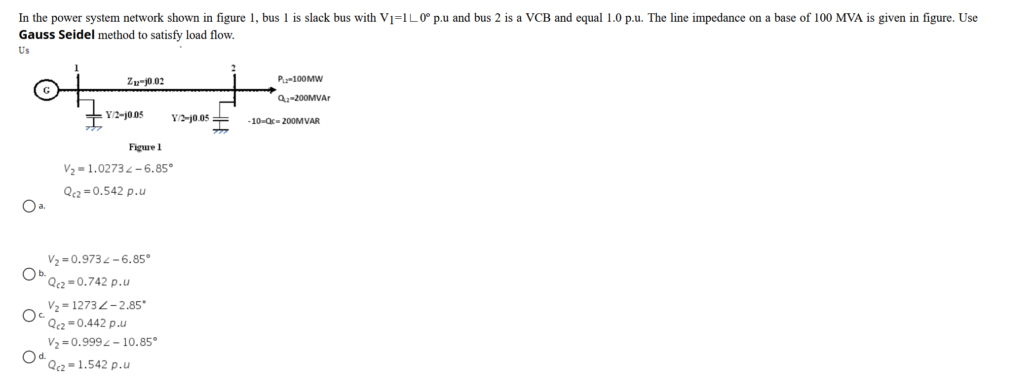 Solved In the power system network shown in figure 1, bus 1 | Chegg.com