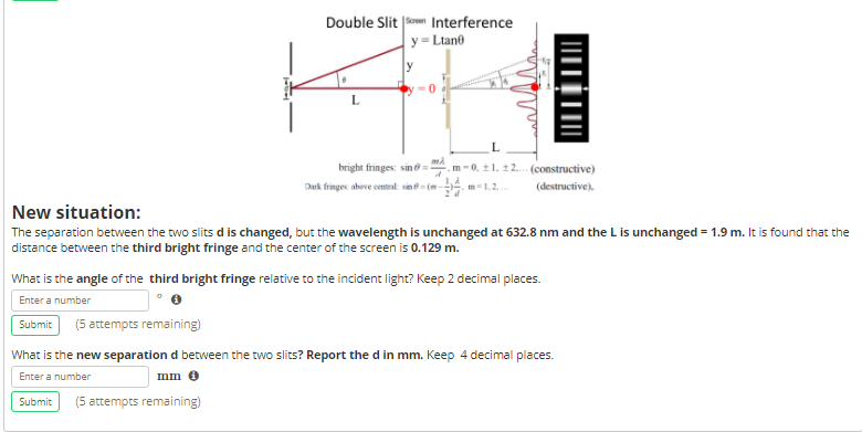 Solved Double Slit Interference 1 Double Slit Interference | Chegg.com