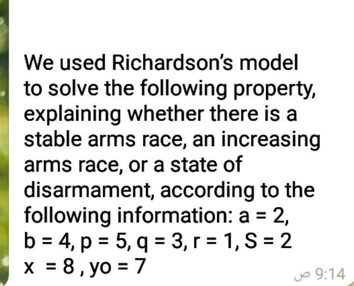 Solved We used Richardson's model to solve the following | Chegg.com