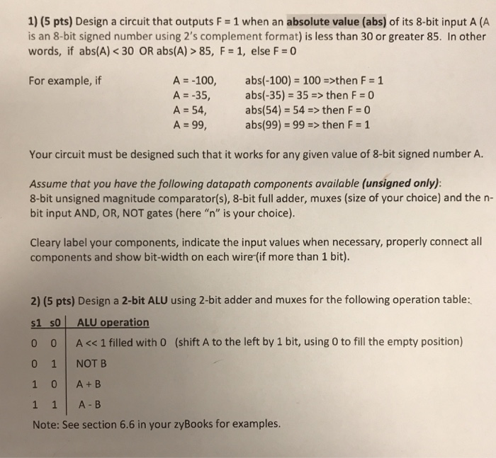 Solved 1 5 Pts Design A Circuit That Outputs F 1 When An 1654