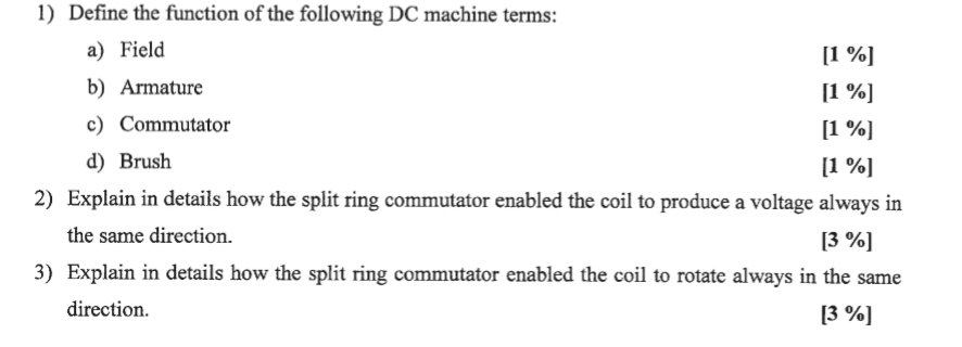 Solved 1) Define the function of the following DC machine | Chegg.com