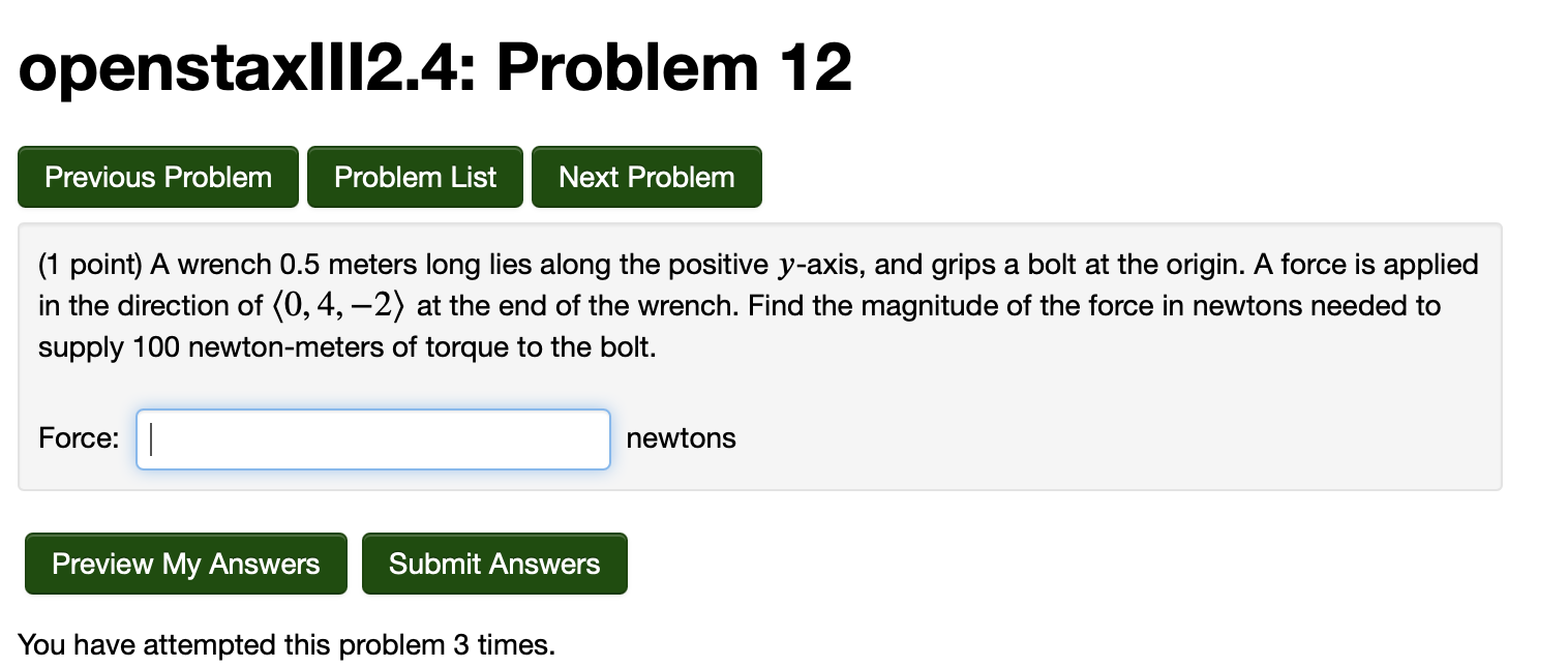 Solved openstax|112.4: Problem 12 Previous Problem Problem | Chegg.com