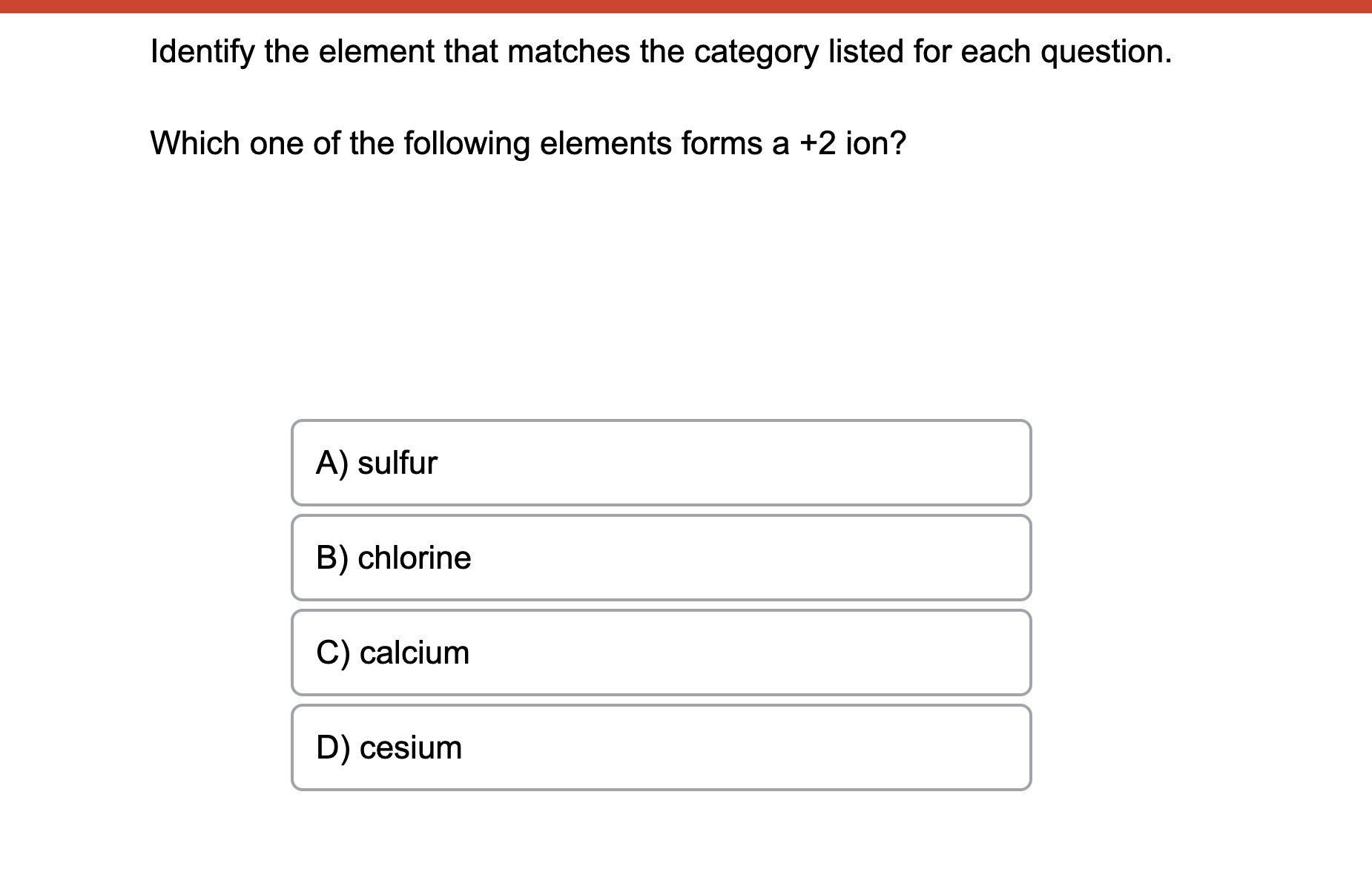 Solved Identify the element that matches the category listed | Chegg.com