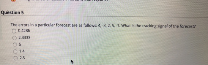 Solved Question 5 The errors in a particular forecast are as | Chegg.com