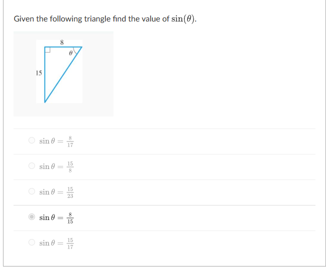 Solved Given the following triangle find the value of | Chegg.com