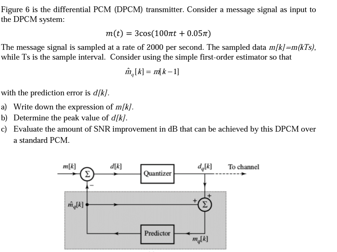 Solved = Figure 6 is the differential PCM (DPCM) | Chegg.com