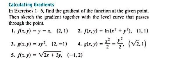 Solved Calculating Gradients In Exercises 1-6, find the | Chegg.com
