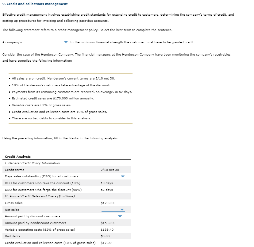9. Credit and collections management Effective credit | Chegg.com