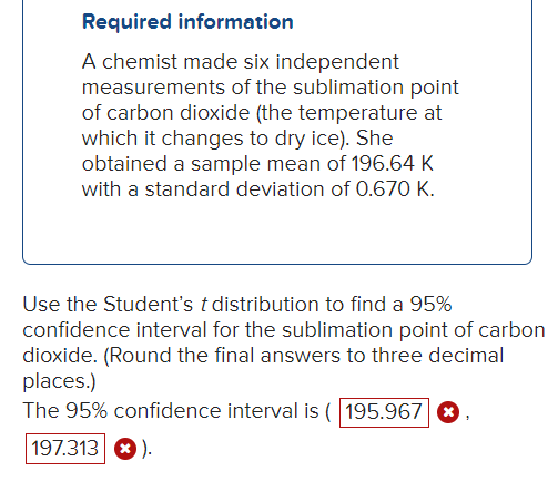 Solved Required information A chemist made six independent | Chegg.com
