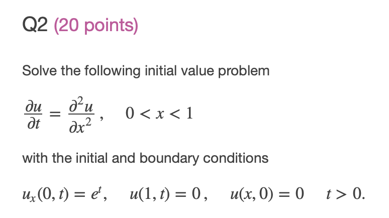 Solved Q2 (20 points) Solve the following initial value | Chegg.com