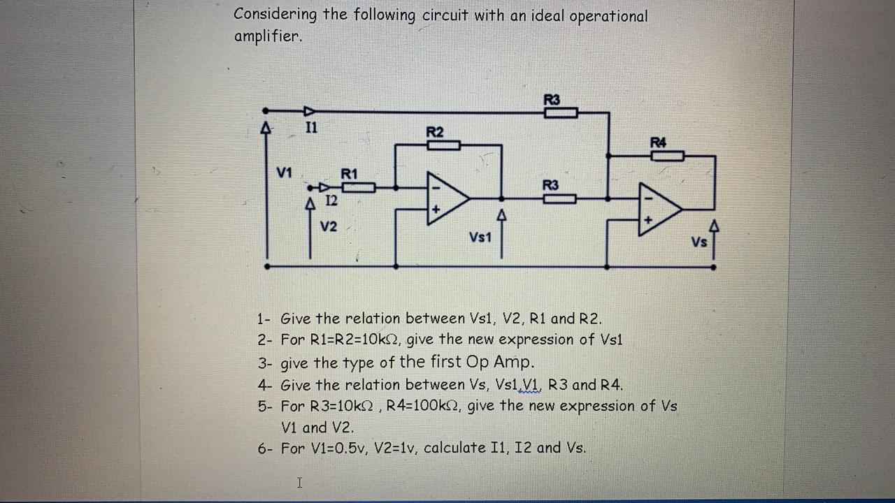 Solved Give the relation between Vs1, V2, R1 and R2. For | Chegg.com