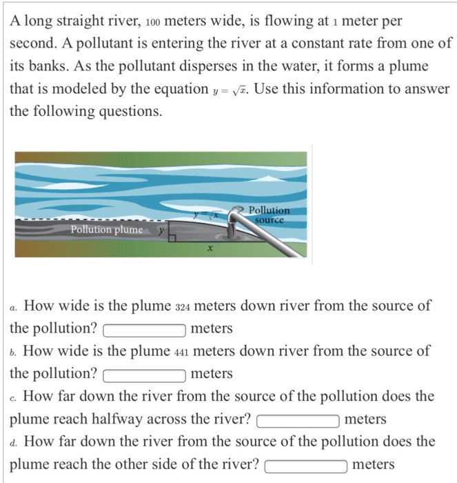 Solved A long straight river, 100 meters wide, is flowing at | Chegg.com