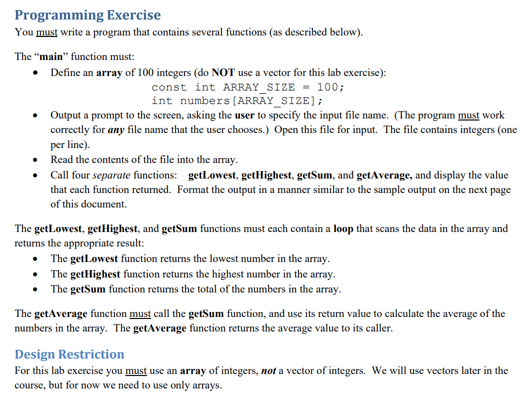 Solved in c++ Im a little confused do i place the numbers in | Chegg.com