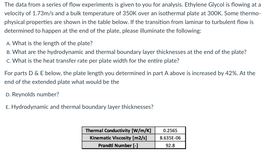 Solved The Data From A Series Of Flow Experiments Is Given 8652