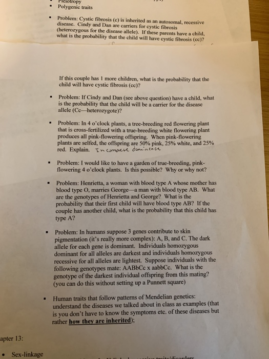 Solved otropy Polygenic traits Problem: Cystic fibrosis (c) | Chegg.com