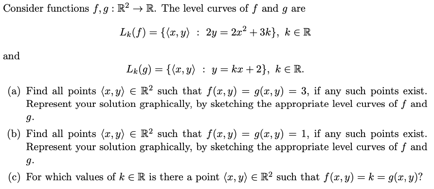 Solved Consider functions f,g: R2 + R. The level curves of f | Chegg.com
