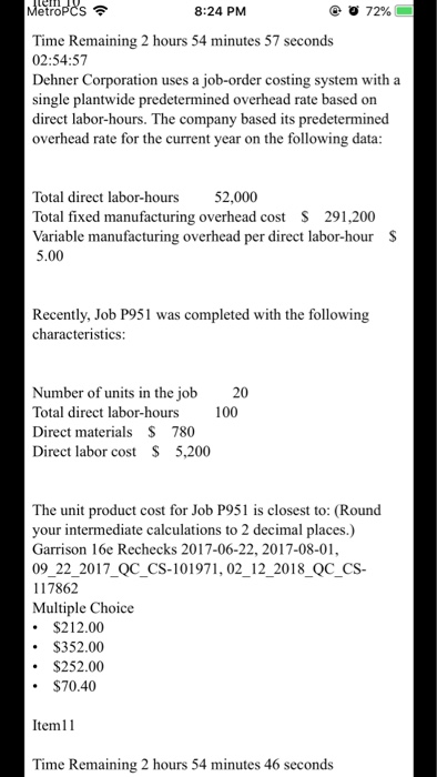 Solved Item9 Time Remaining 2 hours 55 minutes 16 seconds | Chegg.com