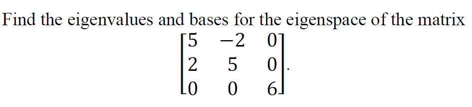 Solved Find the eigenvalues and bases for the eigenspace of | Chegg.com