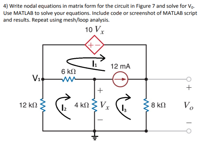 Solved 4) Write nodal equations in matrix form for the | Chegg.com