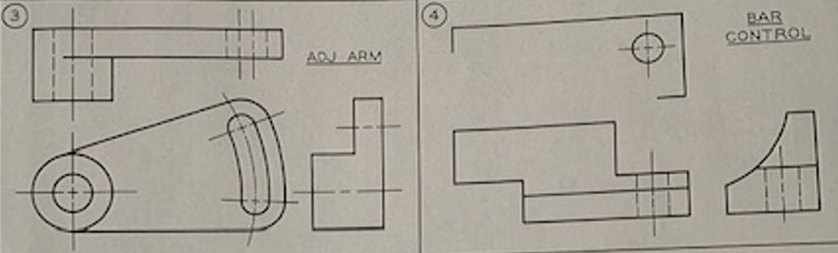 Solved - Finish the missing view for each object and show 3D | Chegg.com