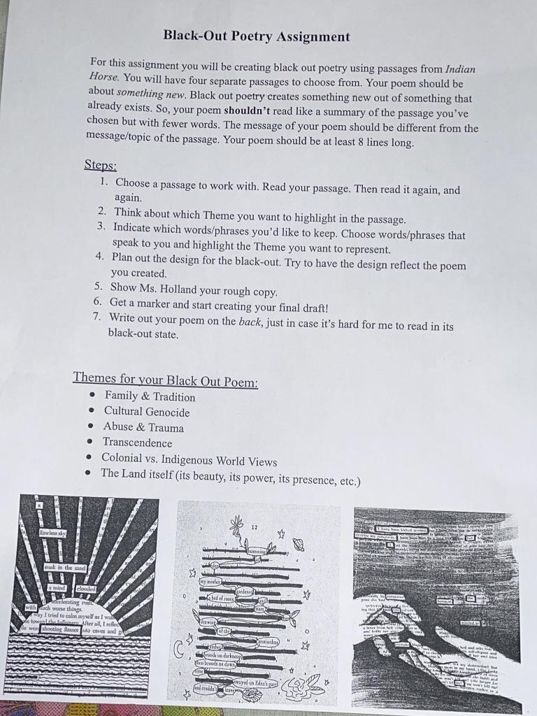 Black-Out Poetry Assignment For this assignment you | Chegg.com