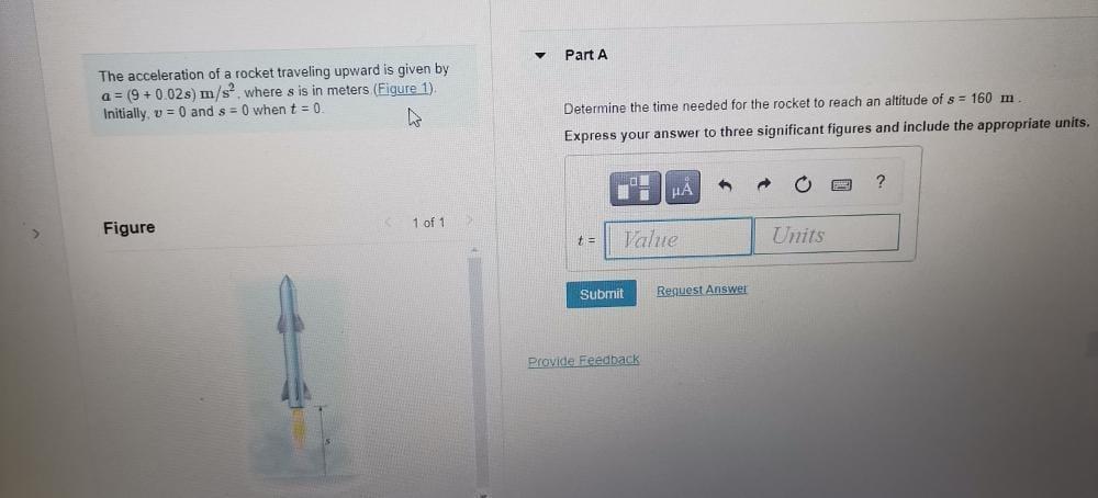 Solved Part A The acceleration of a rocket traveling upward | Chegg.com