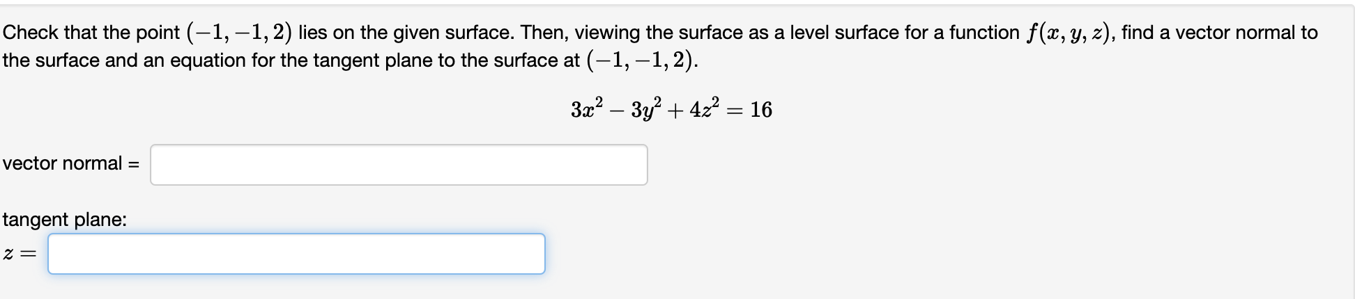 Solved Check that the point (−1,−1,2) lies on the given | Chegg.com