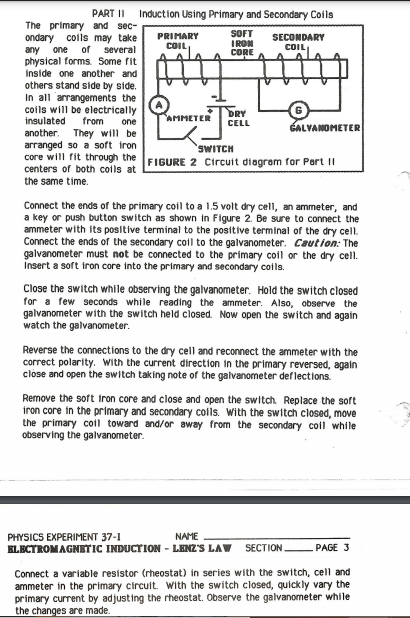 Solved PART 11 Induction Using Primary and Secondary Coils | Chegg.com