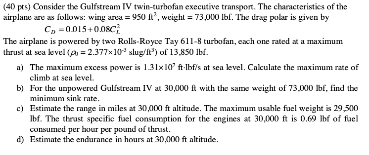 40 Pts Consider The Gulfstream IV Twin turbofan Chegg 40-pts-consider-the-gulfstream-iv-twin-turbofan-chegg