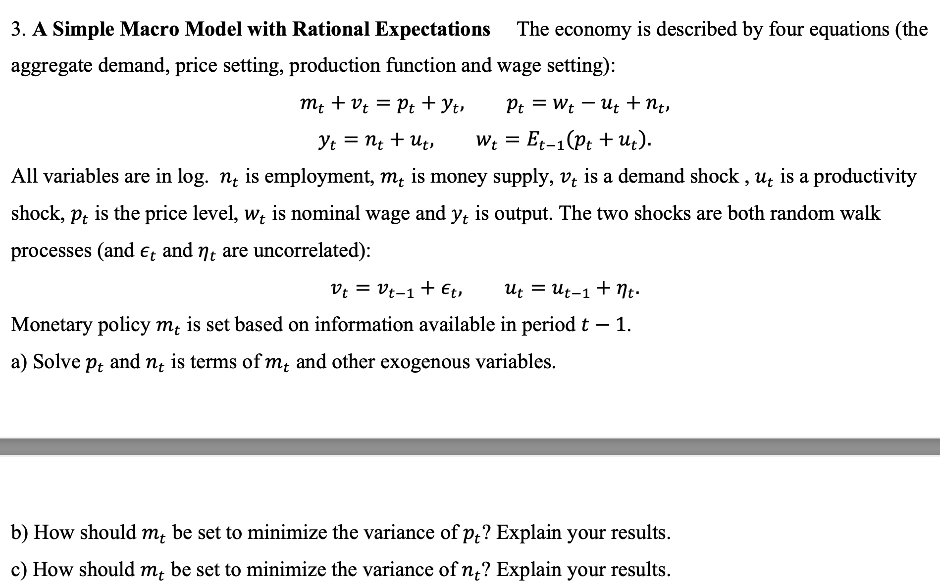 Solved 3. A Simple Macro Model with Rational Expectations | Chegg.com