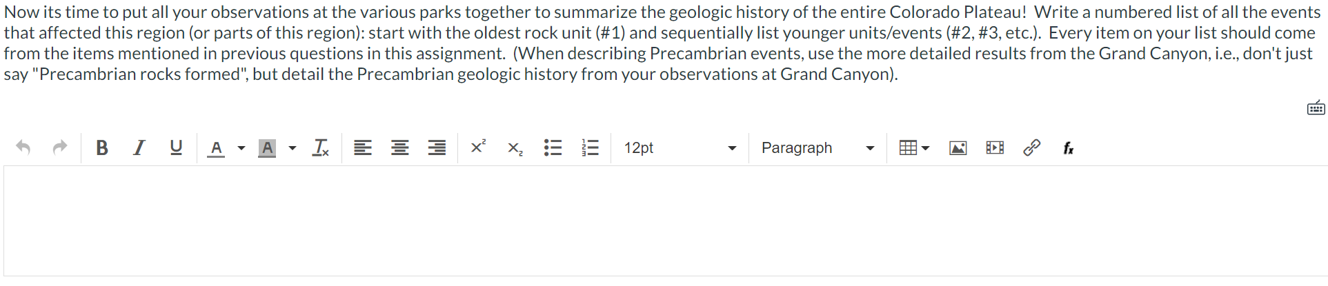 Solved PART 3. GEOLOGIC HISTORY OF THE COLORADO PLATEAU | Chegg.com