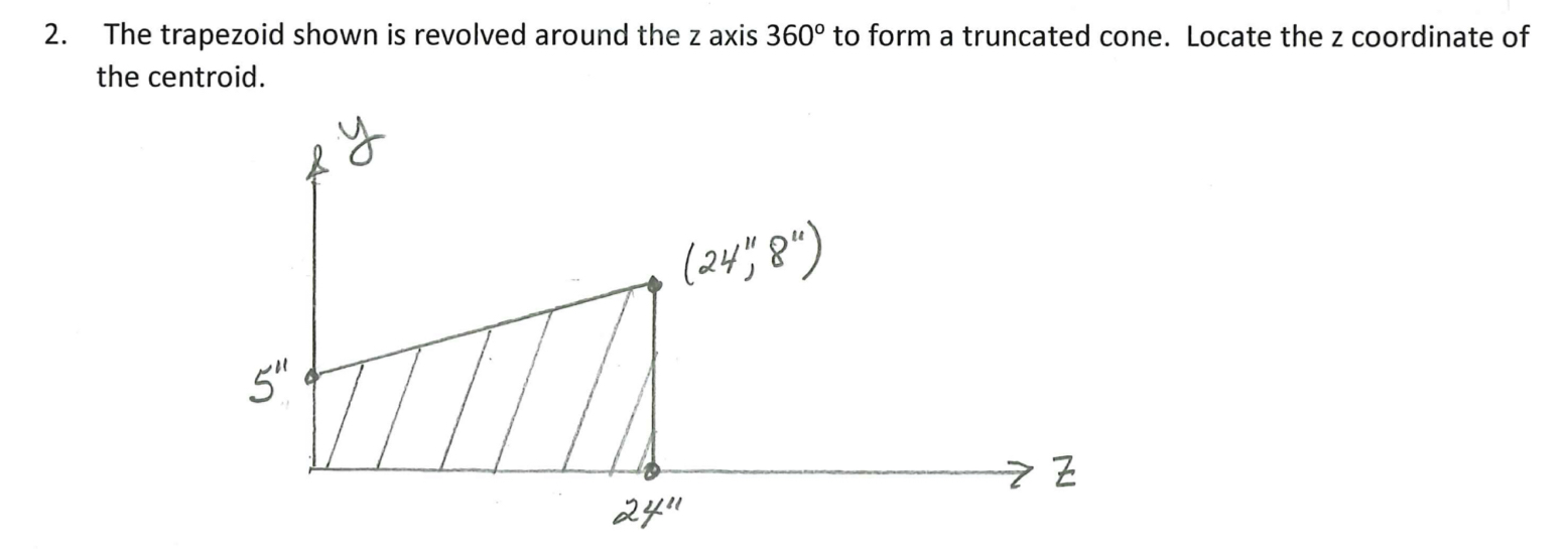 Solved The trapezoid shown is revolved around the z axis 360 | Chegg.com