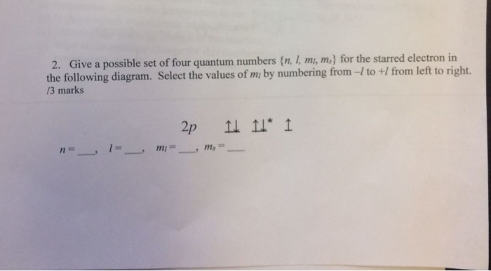 Solved Give a possible set of four quantum numbers {n, l. | Chegg.com