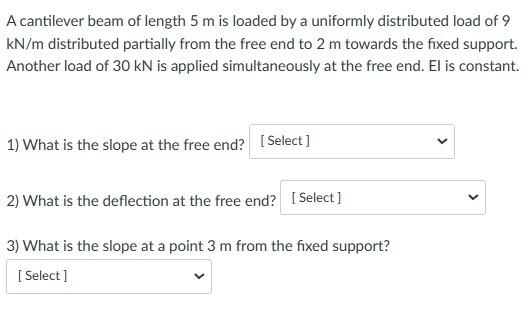 Solved A cantilever beam of length 5 m is loaded by a | Chegg.com