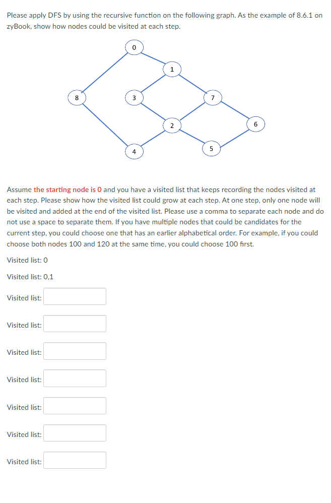 Solved Please apply DFS by using the recursive function on | Chegg.com