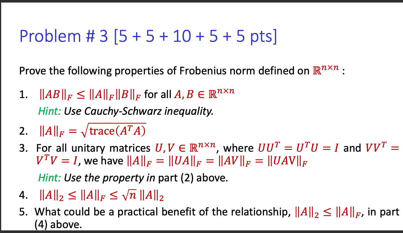 Solved Problem #3 [5 + 5 + 10 + 5 + 5 pts] Prove the | Chegg.com