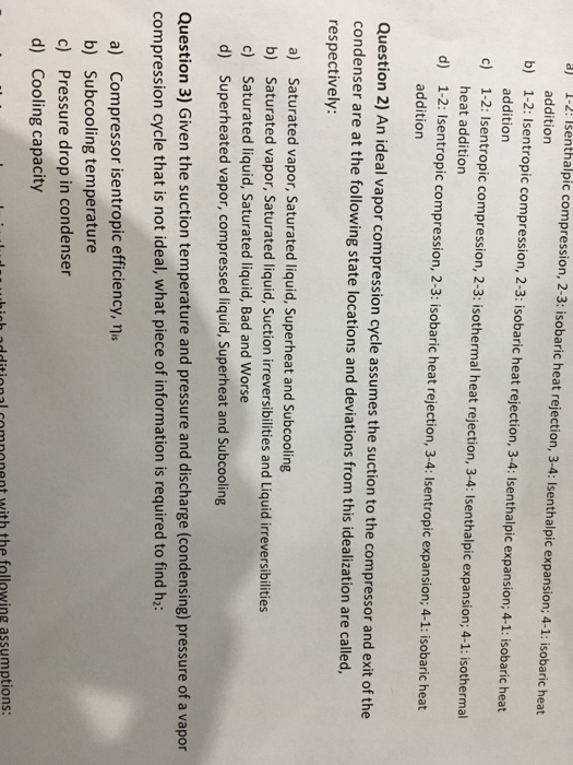 Solved ) 1-2: Isenthalpic compression, 2-3: isobaric heat | Chegg.com