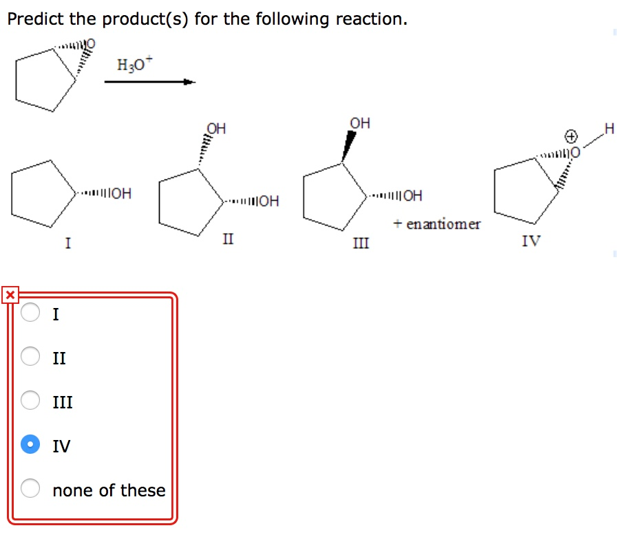 Solved Predict the product(s) for the following reaction. | Chegg.com