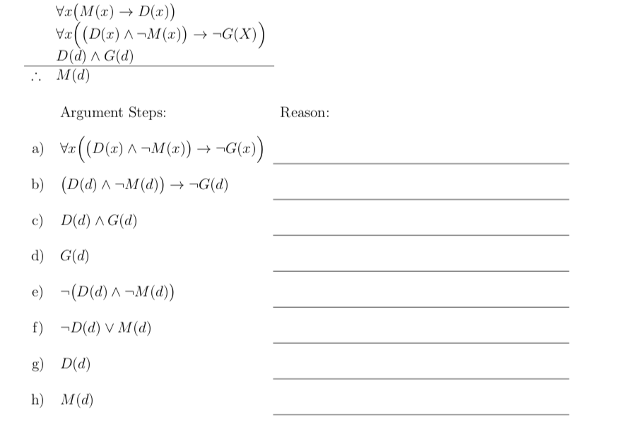 Solved 1. In the following argument, at each step identify | Chegg.com