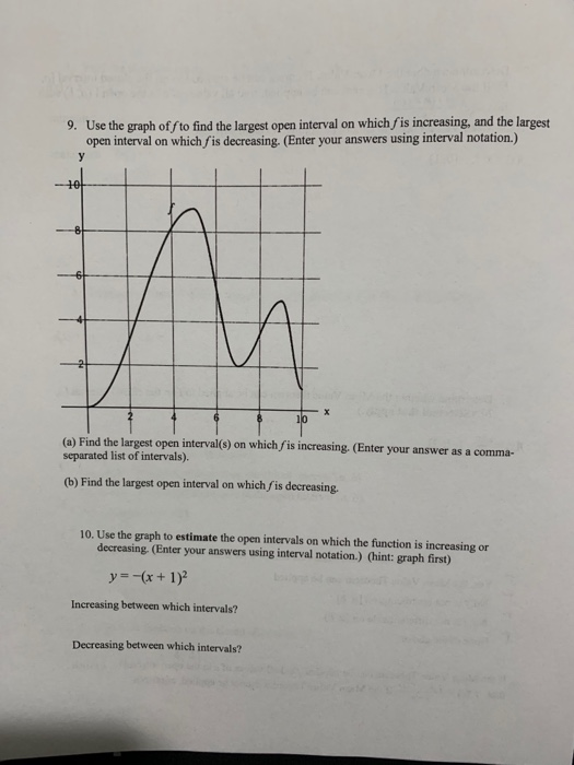 Solved 9. Use the graph off to find the largest open | Chegg.com